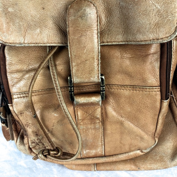 Handmade | Bags | Vintage Worn Weathered Leather Backpack Brass | Poshmark